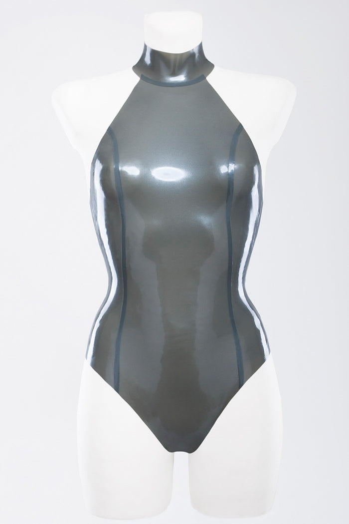 Latex swimsuit with high neck – Bright&Shiny