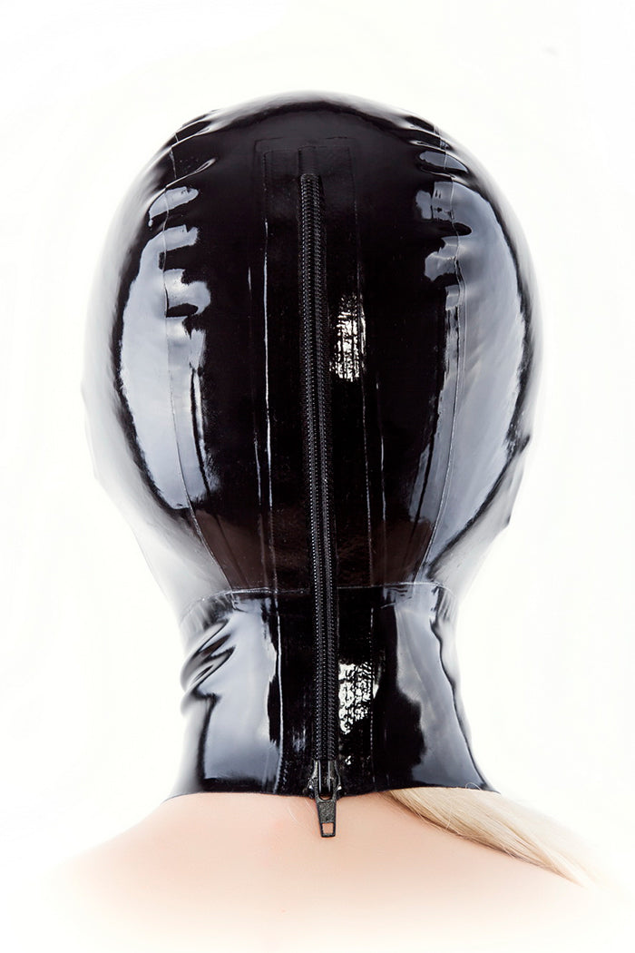 Latex mask with back zipper and open mouth – Bright&Shiny